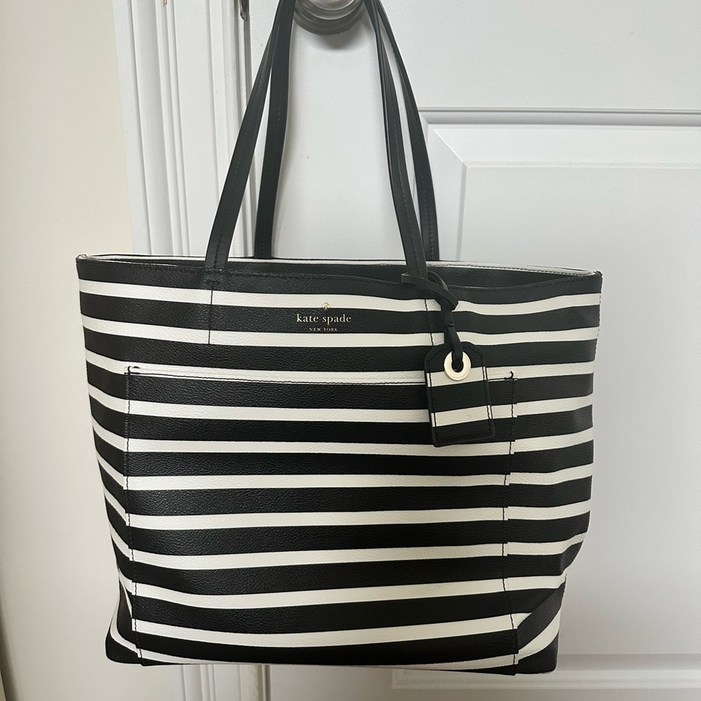 Kate Spade Striped Leather Tote - Like New - Gem
